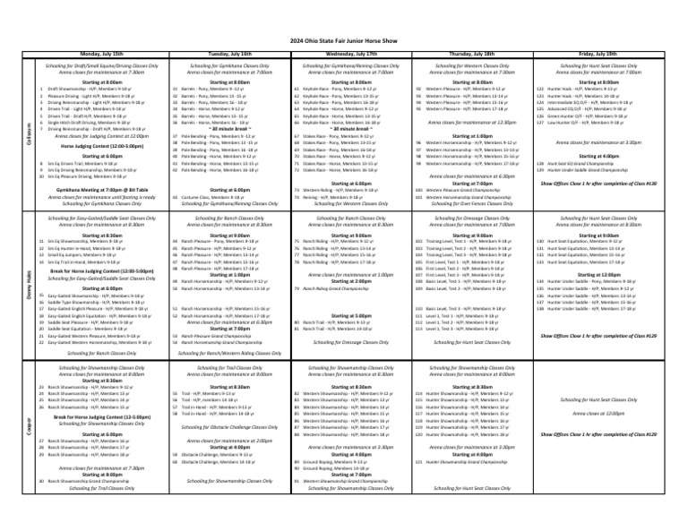 Jhs 2024 Schedule Final | Download Free PDF | Equestrianism ...