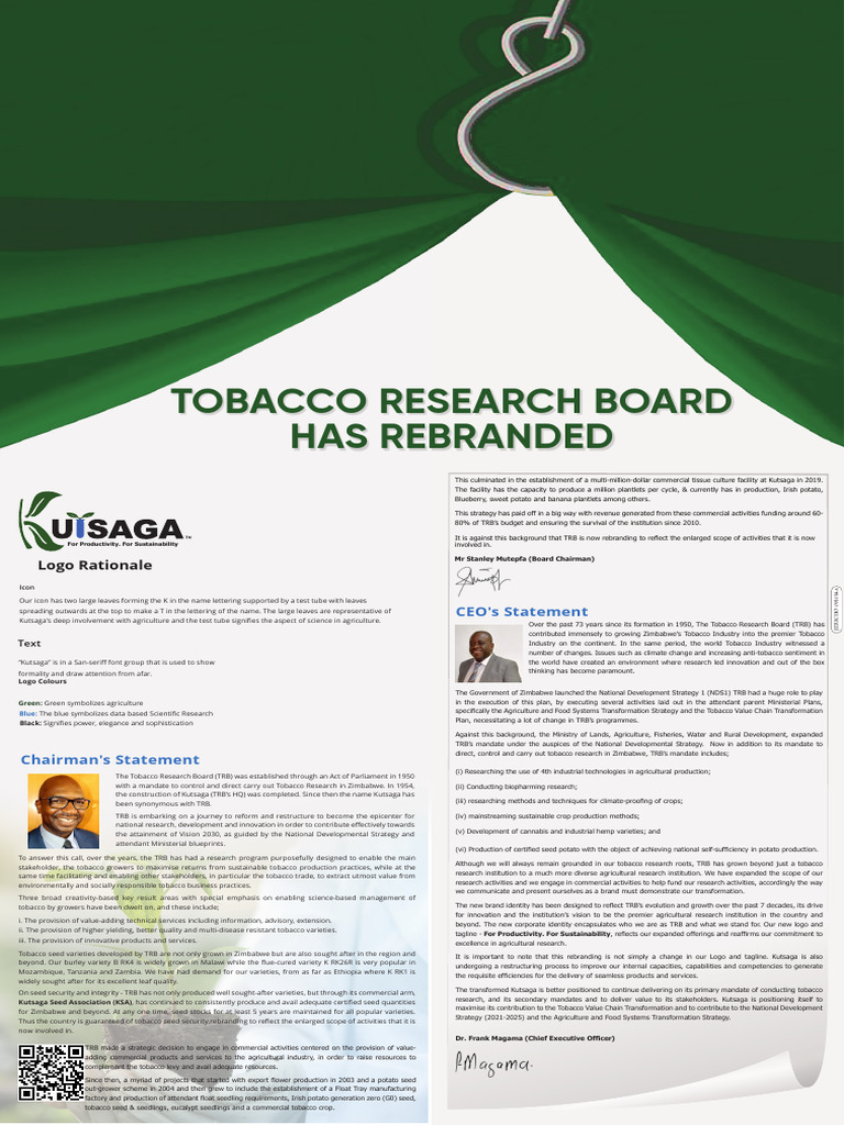Kutsaga Tobacco Research Board Rebranding | PDF | Genetically Modified ...