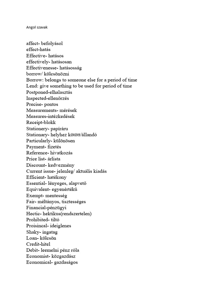 Angol Szavak | PDF