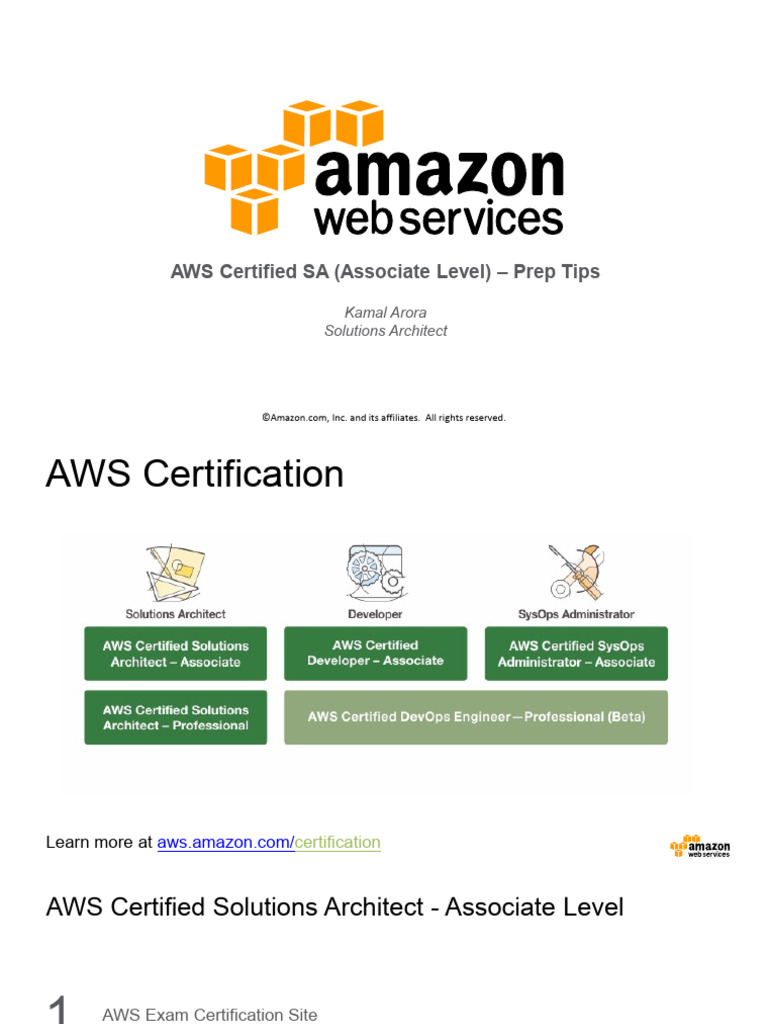 AWS Certified SA (Associate Level) - Prep Tips: Kamal Arora Solutions Architect | PDF | Amazon ...