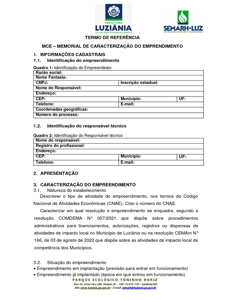 Termo de Referência do Parque Ecológico | PDF | Desperdício | Águas residuais