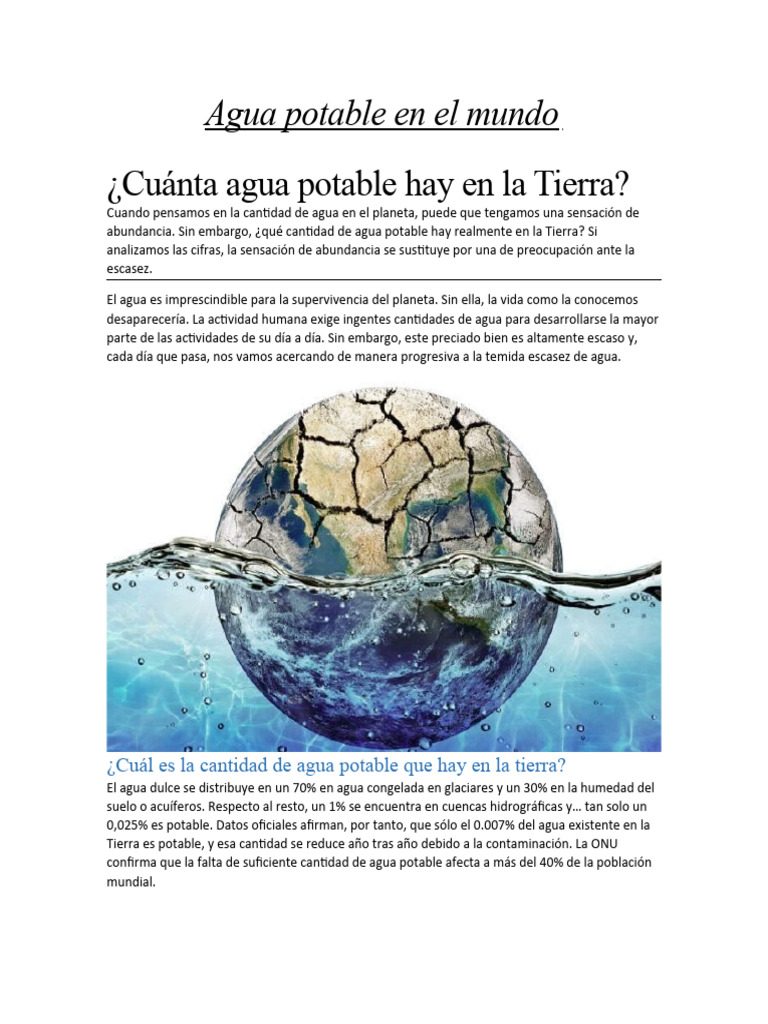 Agua Potable en El Mundo | PDF | Agua | Escasez de agua