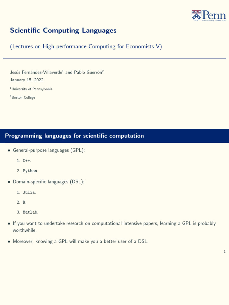 Lecture Hpc 5 Scientific Computing Languages Pdf C Python Programming Language