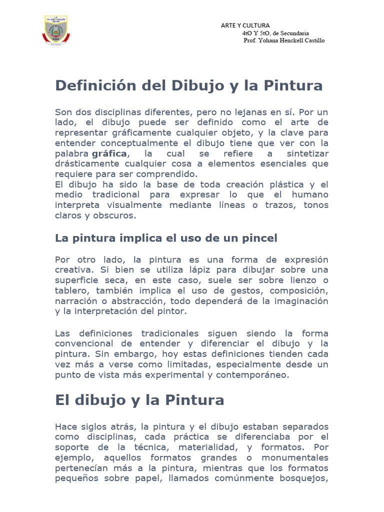 Definición Del Dibujo y La Pintura | PDF | Pinturas | Pintura con acuarelas