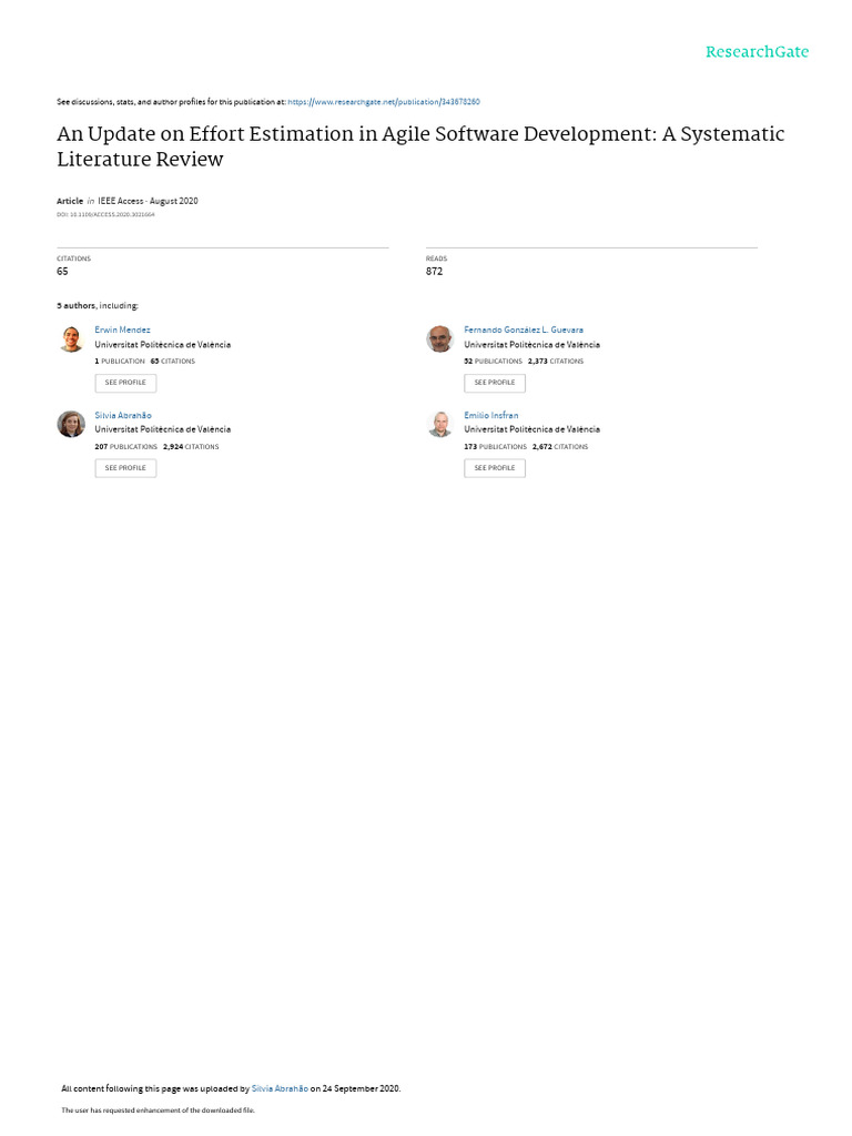 An Updateon Effort Estimationin Agile Software | Download Free PDF | Agile Software Development ...