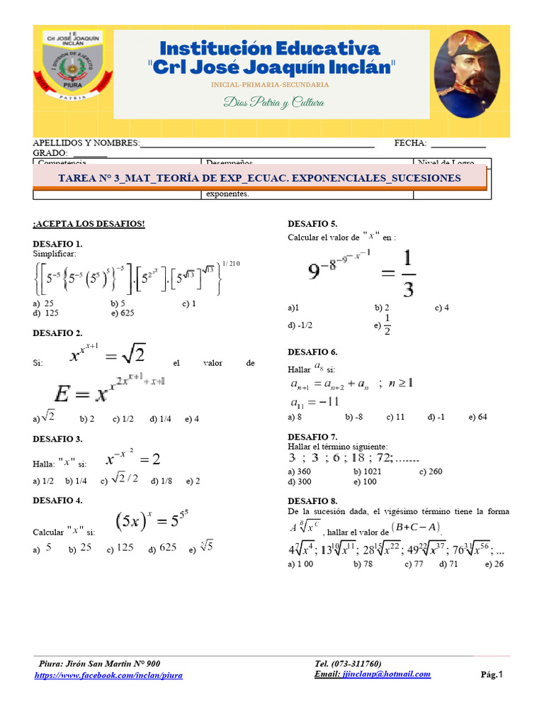 Tarea 3 - Mat - Teoría de Exp - Ecuac Exponenciales | PDF | Matemáticas