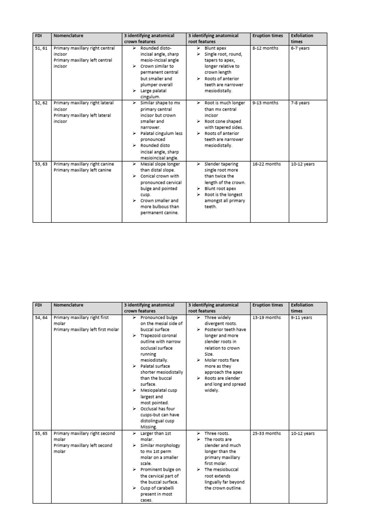 Primary Teeth Identification Exercise_ANSWERS | PDF | Dental Anatomy ...