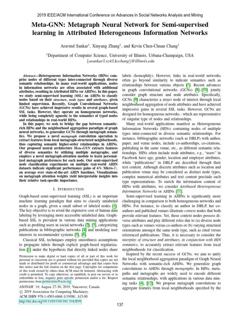Meta GNN ASONAM2019 | PDF | Vertex (Graph Theory)