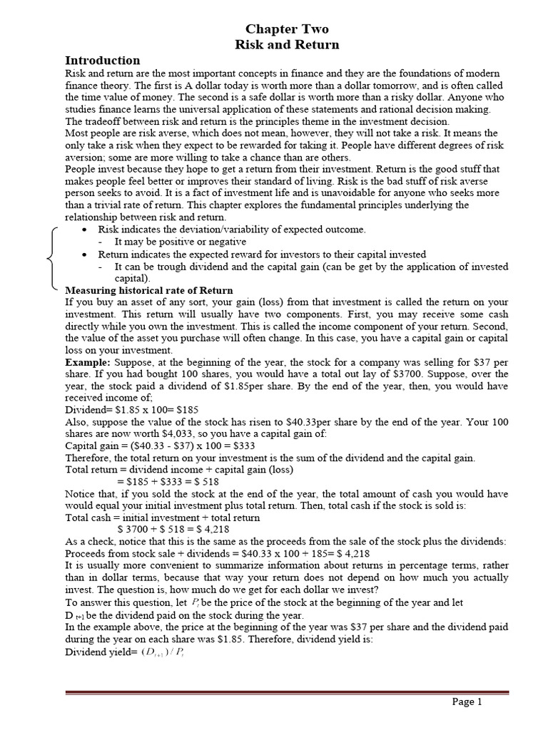 Chapter 4 Risk and Return Introduction | PDF | Capital Asset Pricing ... Chapter 4 Risk and Return Introduction | PDF | Capital Asset Pricing ...