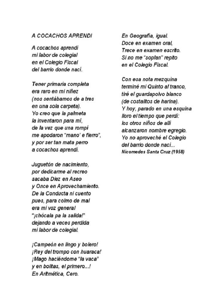A Cocachos Aprendí | PDF