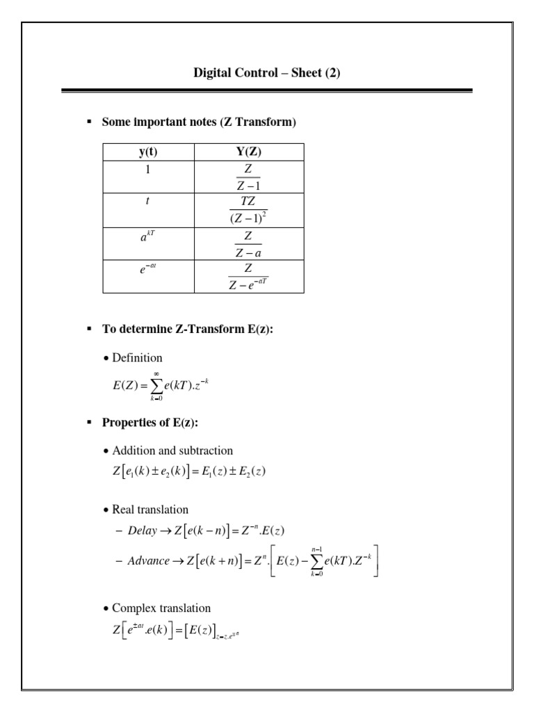 Digital Control - Sheet 2 Solution-1 | PDF | Abstract Algebra | Mathematical Concepts