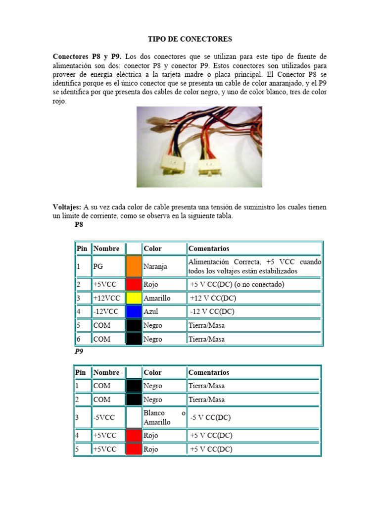 CONECTORES p8 y p9 | PDF | Corriente continua | Fuente de alimentación