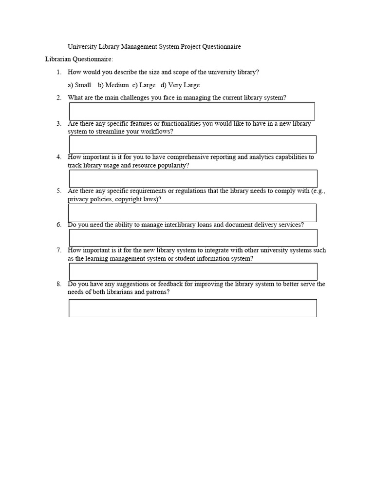 University Library Management System Project Questionnaire | PDF ...