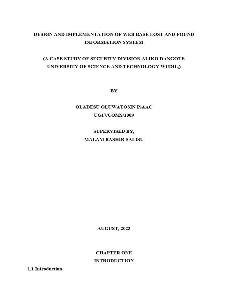 Design and Implementation of Web Base Lost and Found Information System.123 | PDF | Software ...