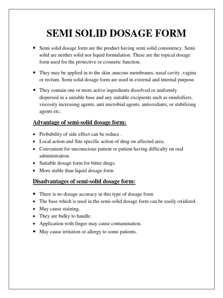 Semi Solid Dosage Form | Download Free PDF | Topical Medication ...