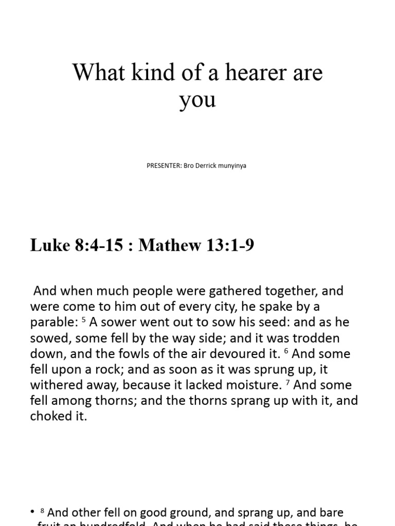 What Kind of A Hearer Are You - 083426 | PDF | Jesus | Sin