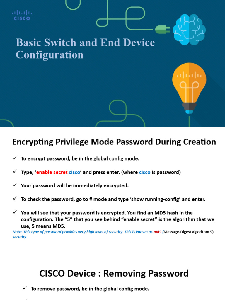 Lecture-4 - Switch and Basic Configuration | Download Free PDF | Password | Command Line Interface