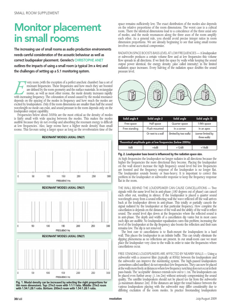 Monitor Placement in Small Rooms - Resolution July August 09 Supplement ...