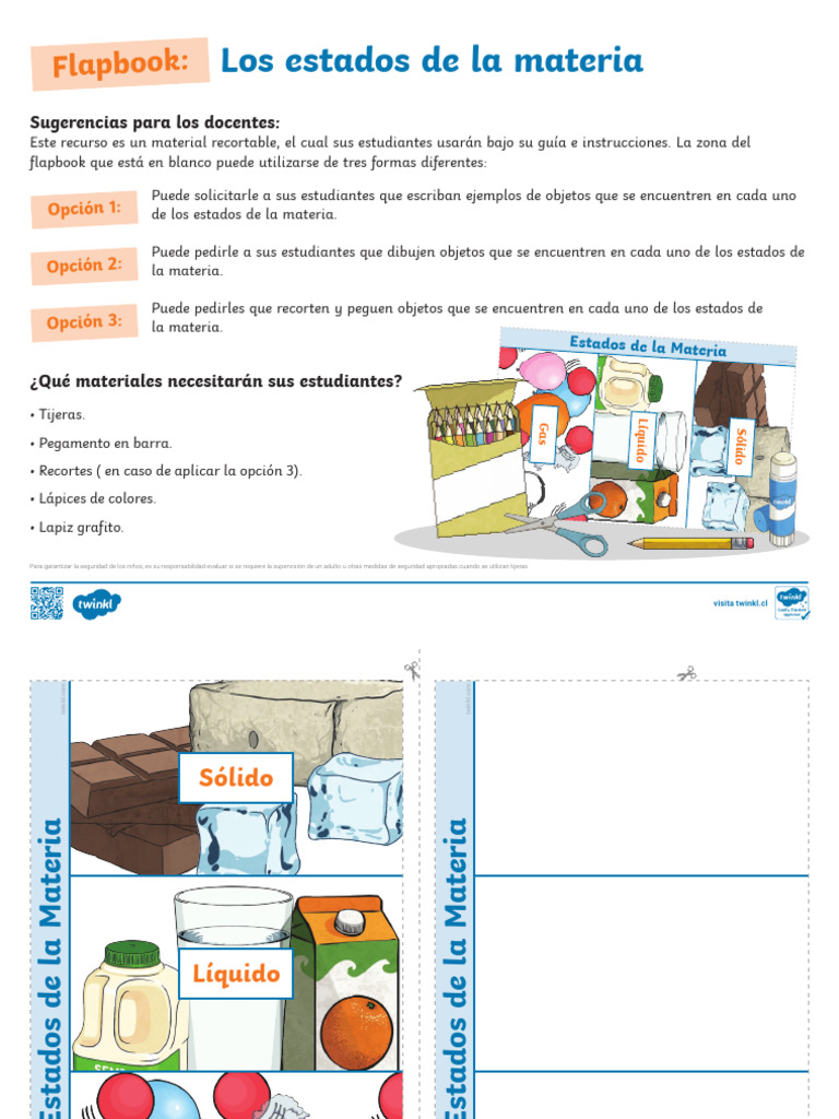 CL CN 1676482034 Hoja de Trabajo Flapbook de Los Estados de La Materia ...
