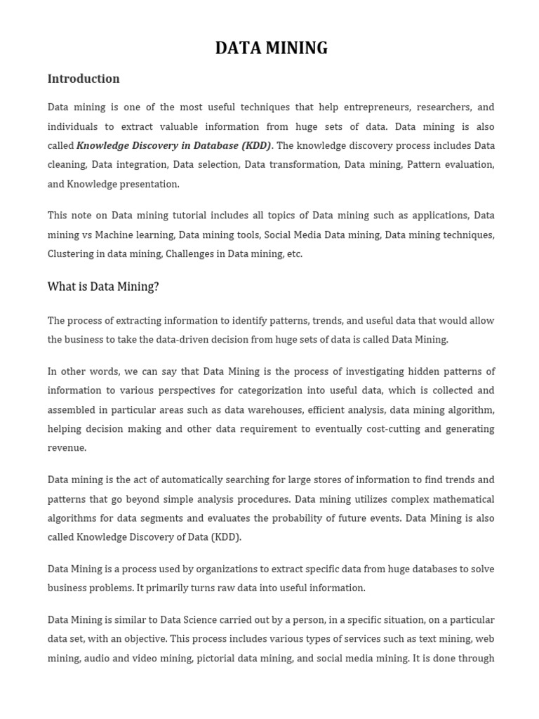 Data Mining | PDF | Machine Learning | Data Mining