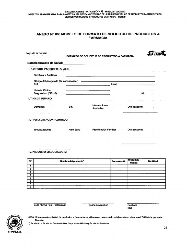 modelo de solicitud de productos | PDF