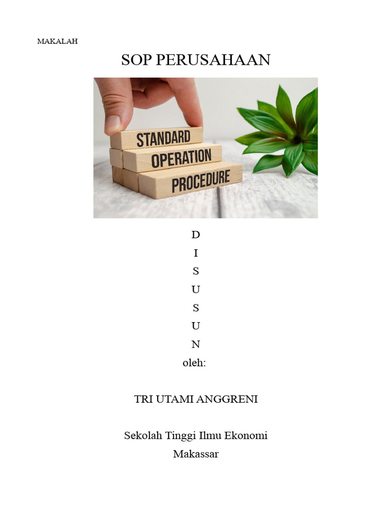 Makalah SOP Perusahaan - Tri Utami Anggreni | PDF | Karier & Perkembangan | Pengelolaan Keuangan ...