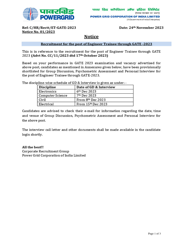 Notice-No-01-2023-dtd-24-11-2023-Interview-Notice | PDF | Engineering ...