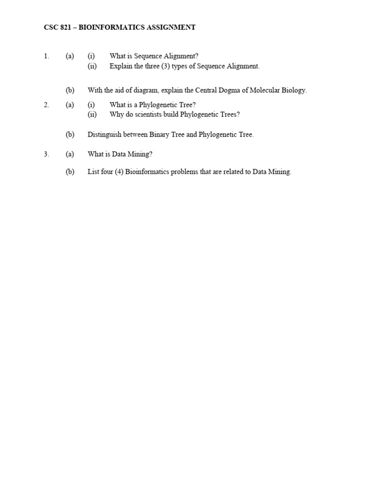 CSC 821 - Bioinformatics | PDF | Sequence Alignment | Messenger Rna