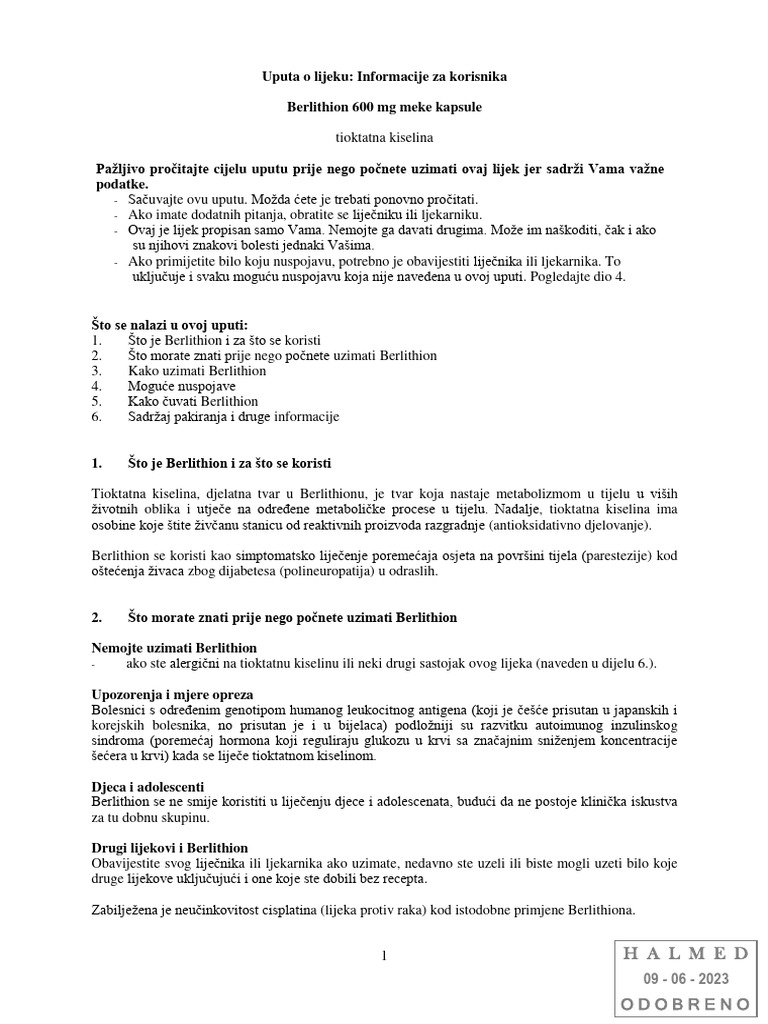 Berlithion Meke Kapsule PIL | PDF