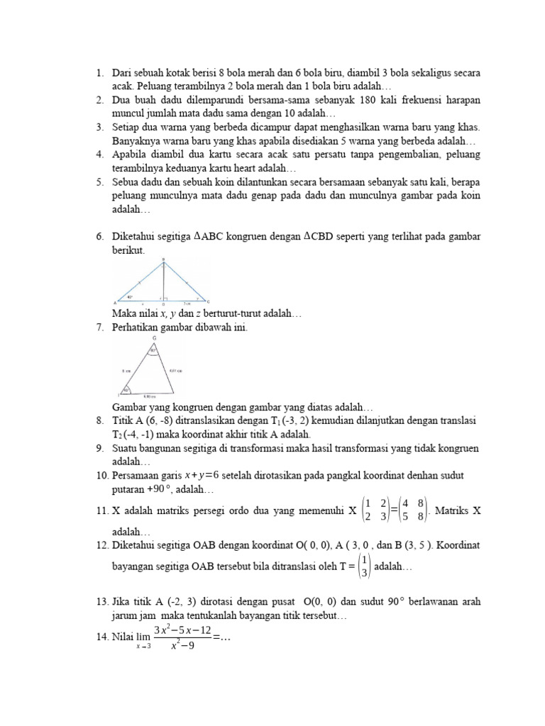 Soal Kisi | PDF | Metode & Bahan Ajar