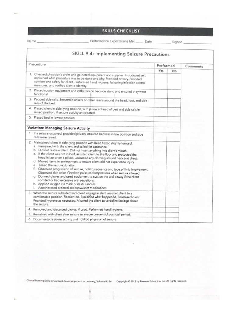 Skills Checklist | PDF