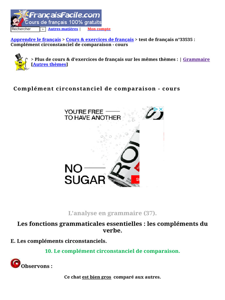 Complément Circonstanciel de Comparaison | PDF | Pronom | Clause
