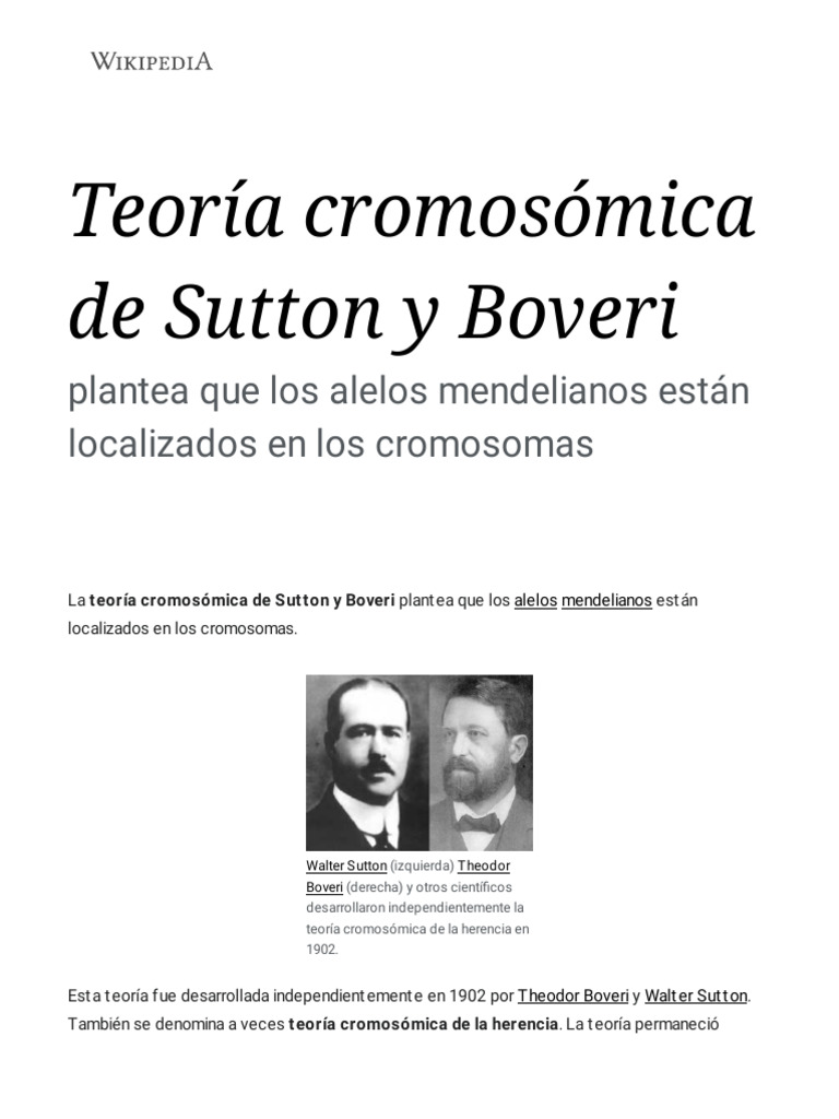 Teoría cromosómica de Sutton y Boveri - Wikipedia, la enciclopedia ...