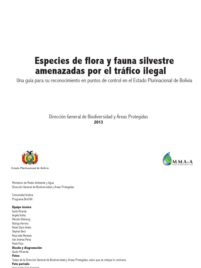 WCS, BioCAN (2013) - Tráfico de Vida Silvestre, Bases Técnicas para La Prevención, Información ...