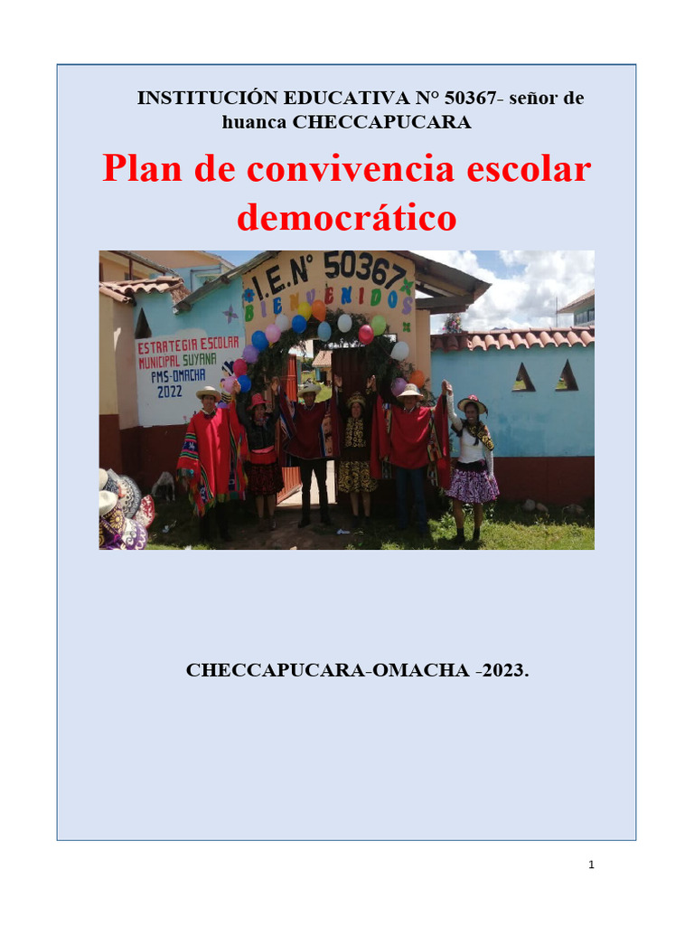 Plan de Convivencia Escolar-2023 | PDF | Abuso infantil | Escuelas