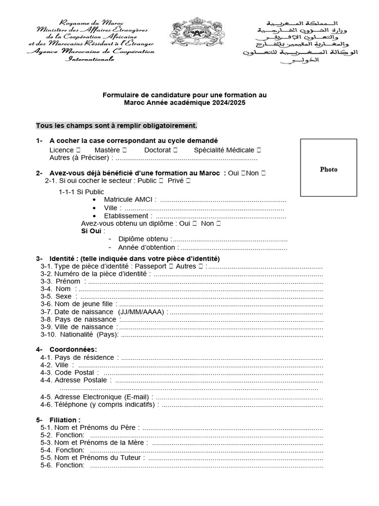 Formulaire de Candidature 2023-2024 Nouveau 2 | PDF | Qualifications ...