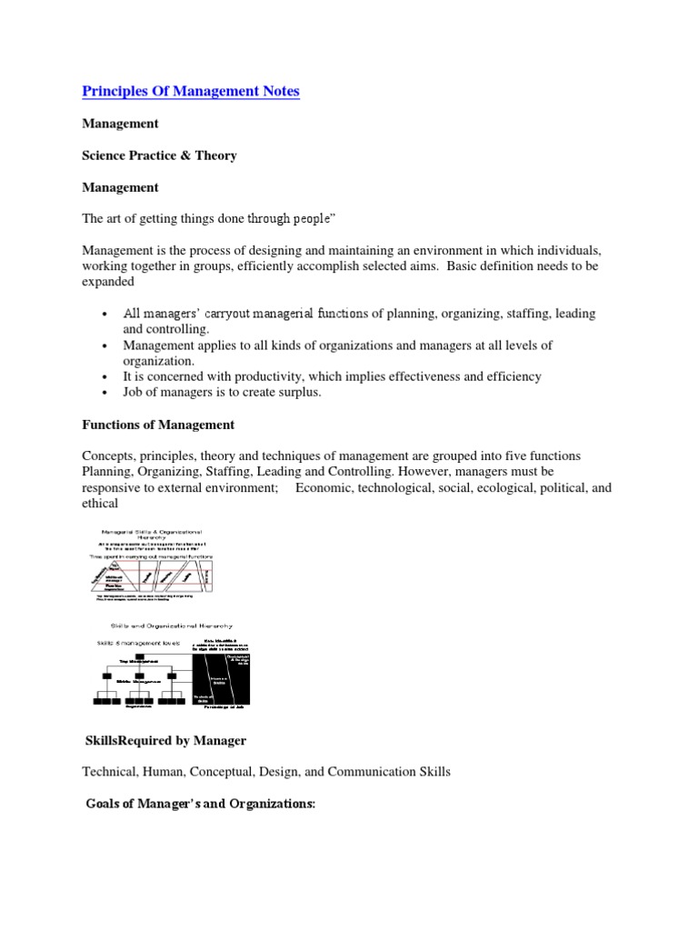 Principles of Management Notes | PDF | Science | Goal