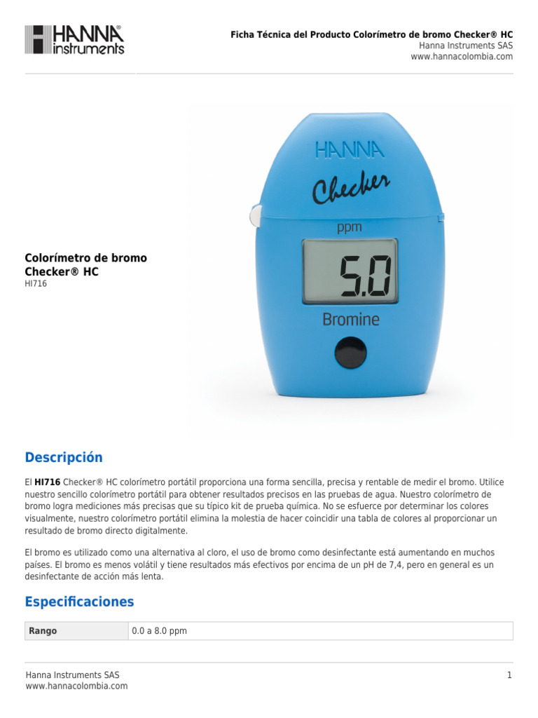 Colorímetro Bromo HI716 | PDF