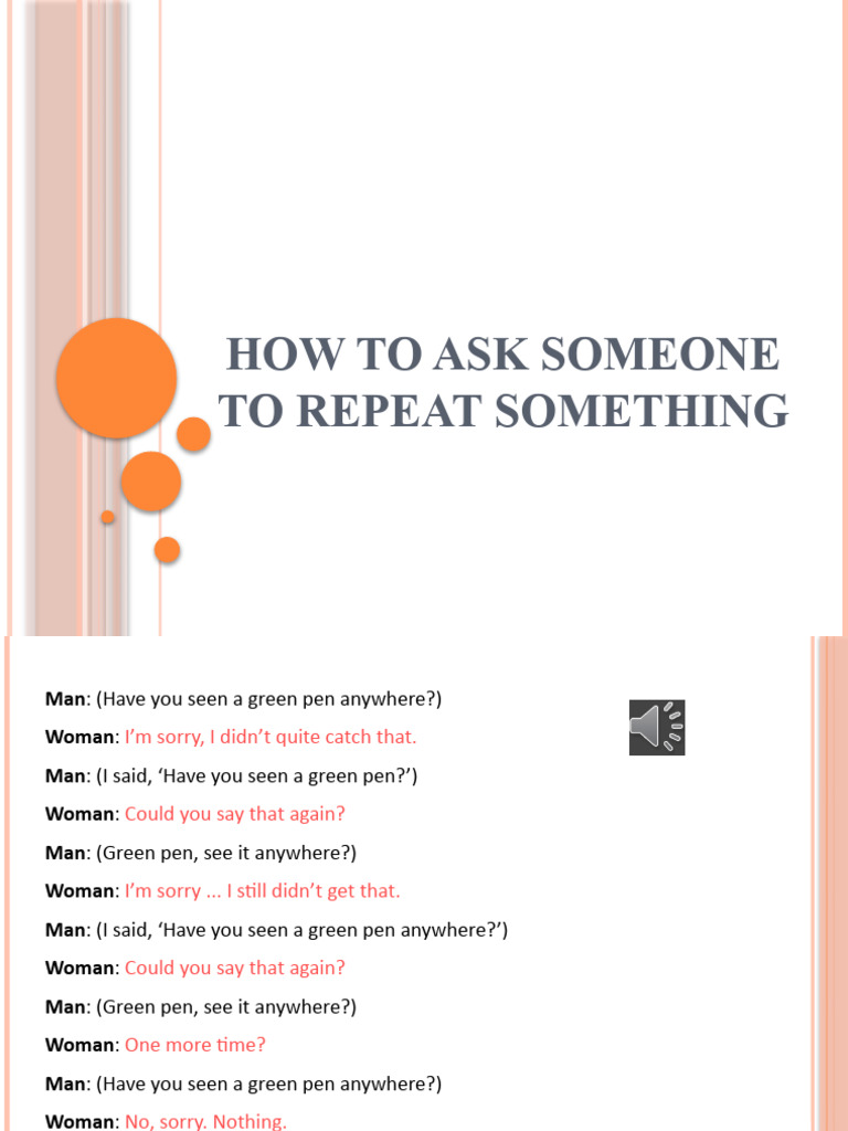 How To Ask Someone To Repeat Something | PDF