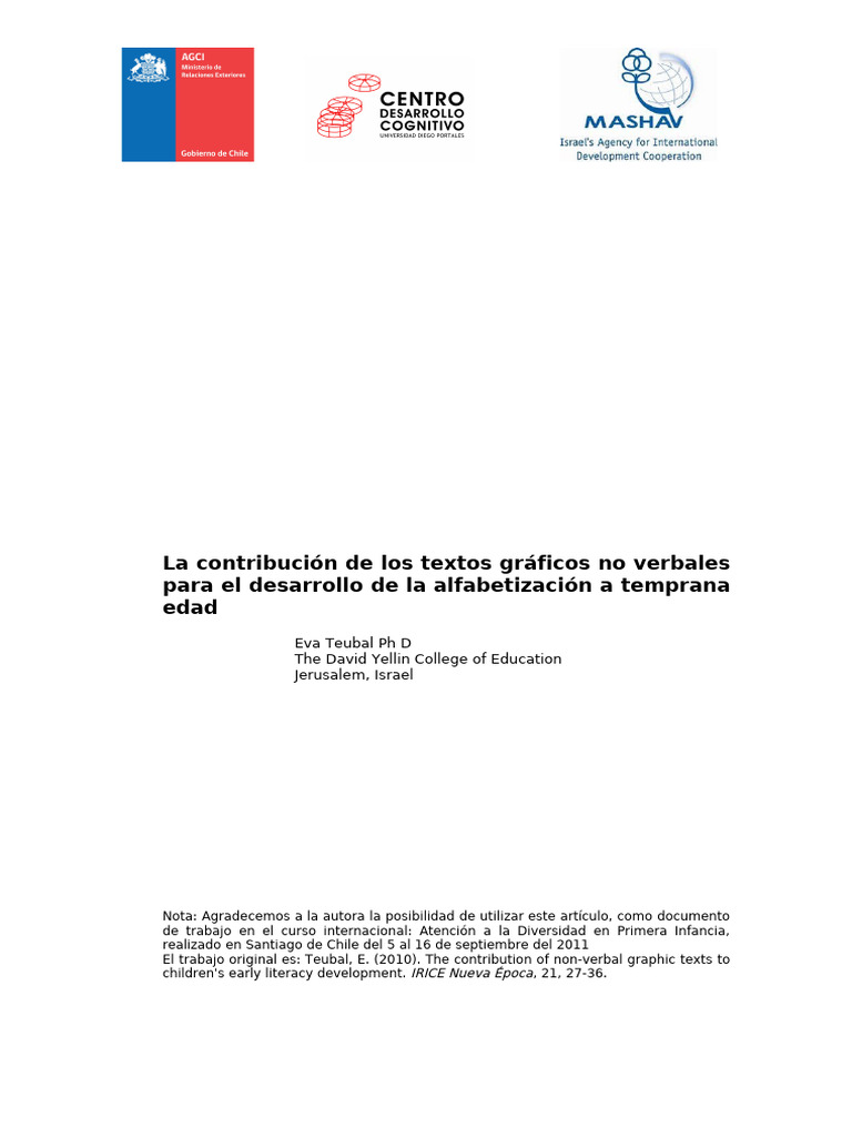 TEUBAL TRADUCCION La Contribuci N Textos GR Ficos No Verbales | PDF | Educación de la primera ...