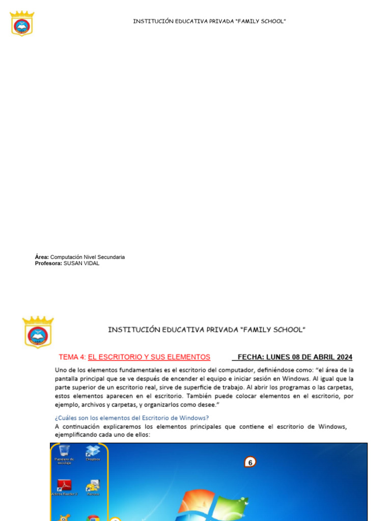CLASE 4 CÓMPUTO 1ROSEC Y 2DO SEC LUNES 08 ABRIL | PDF | Interfaces gráficas de usuario ...