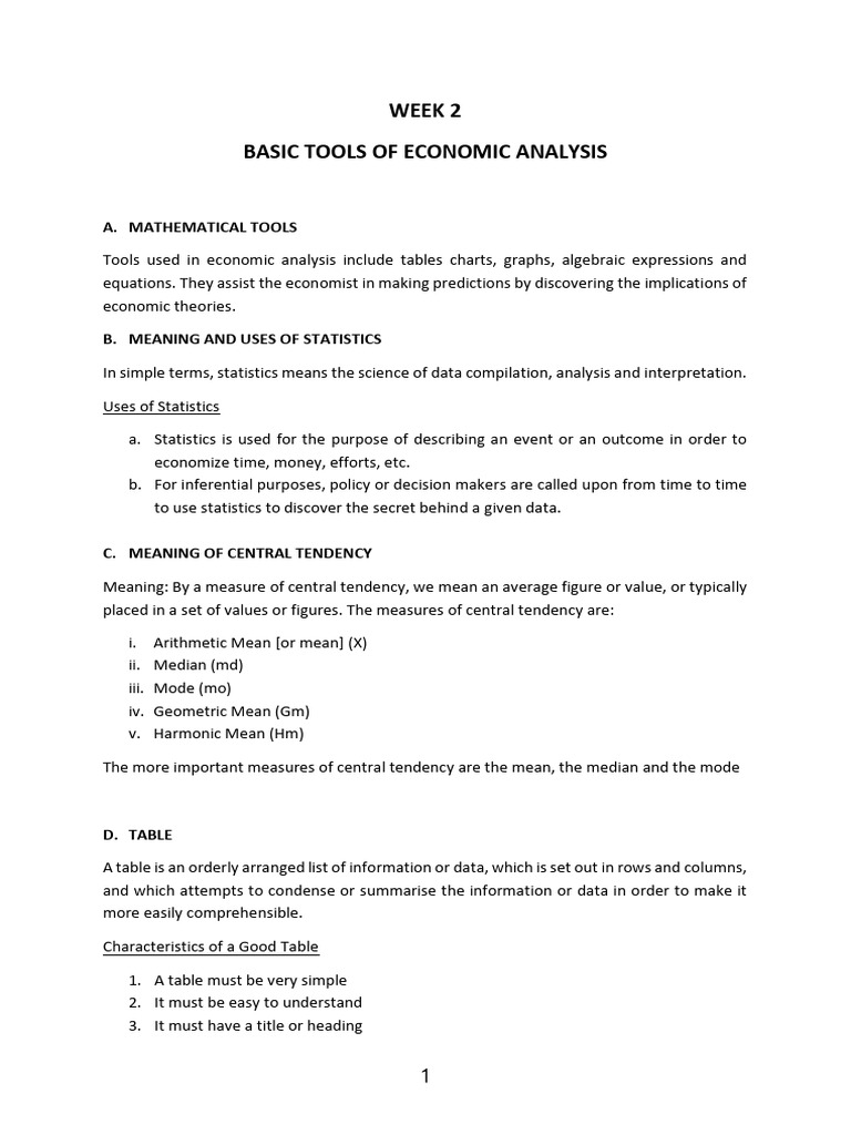 (WK2) BASIC TOOLS IN ECONOMIC ANALYSIS-compressed | PDF | Mean | Chart