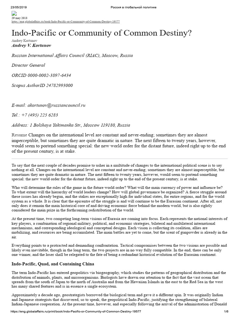 Indo-Pacific or Community of Common Destiny | PDF | Eurasia | China