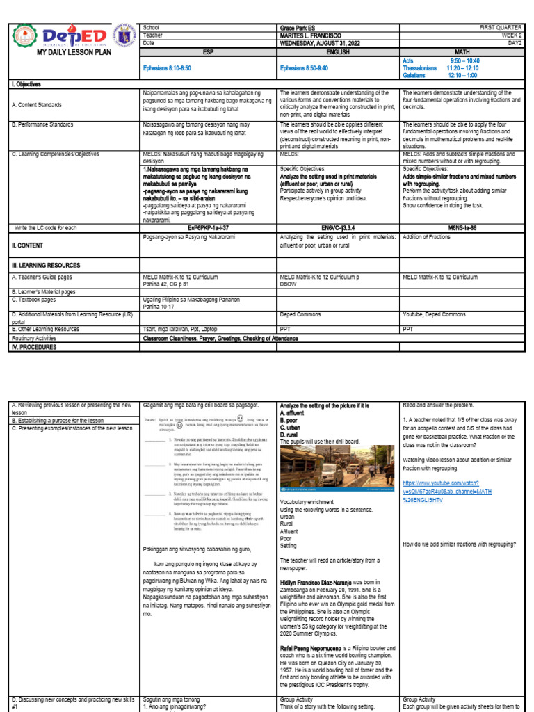 Q1 W2 D2 August 31,2022 | PDF | Learning