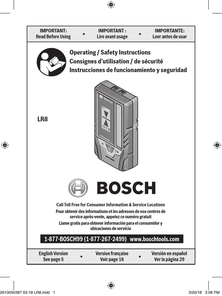 Bosch LR8 Laser Receiver User Manual | PDF | Electromagnetic Interference | Sound