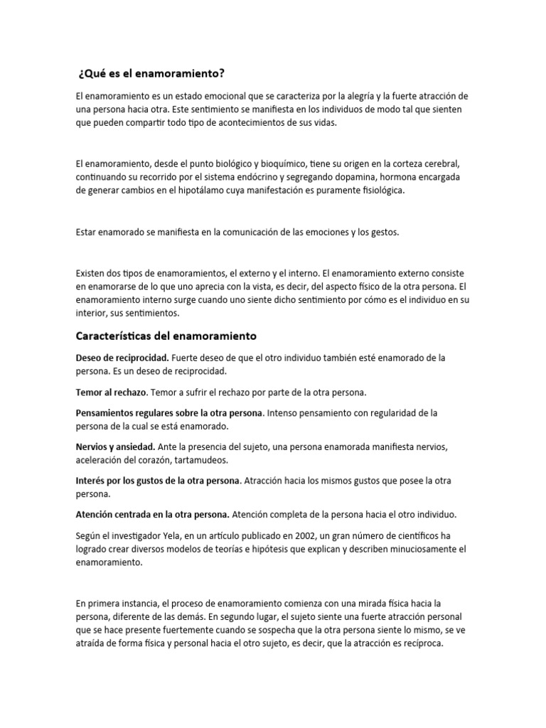 Definición y características del enamoramiento | PDF | Amor | Las emociones