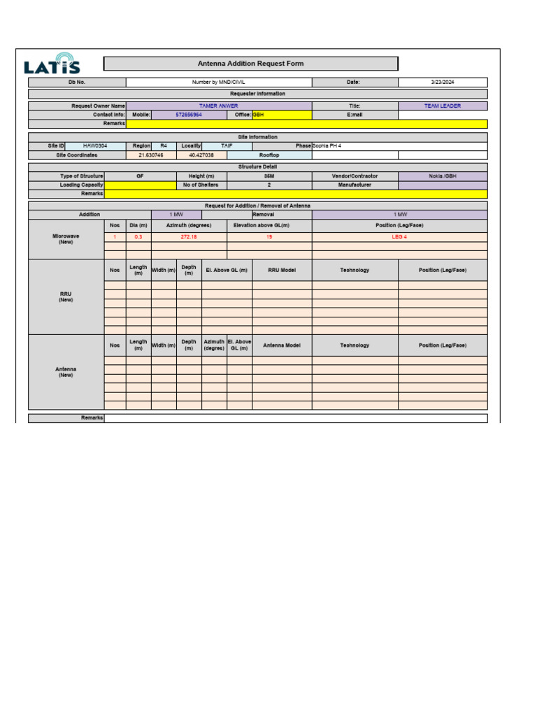 3-HAW0304 - BWL Site-Antenna Addition Request Form V1 | PDF | Information And Communications ...