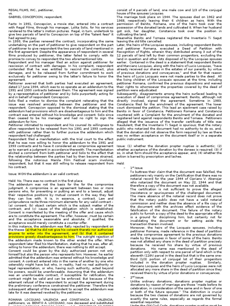 OBLICON Cases Digested Unenforceable Contract | PDF | Law Of Agency | Lawsuit