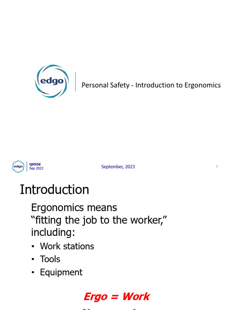 Introduction to Ergonomics | PDF | Diseases And Disorders ...