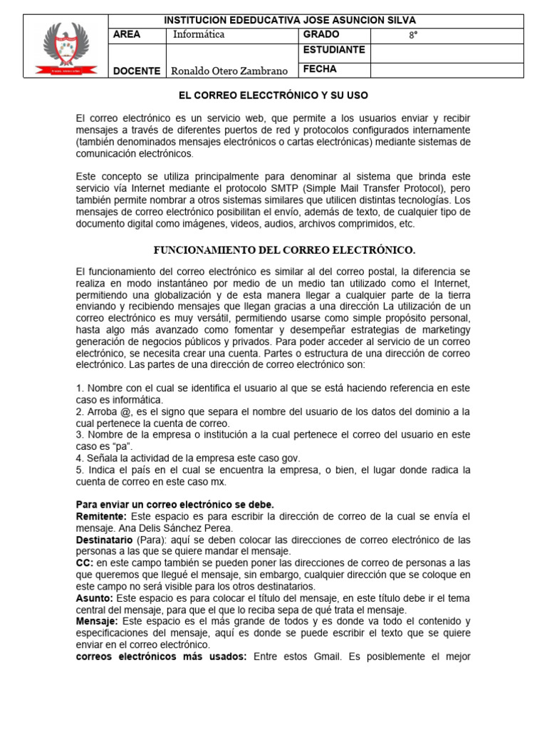 Taller Informatica 8 Grado Primer Periodo | PDF | Telecomunicaciones ...